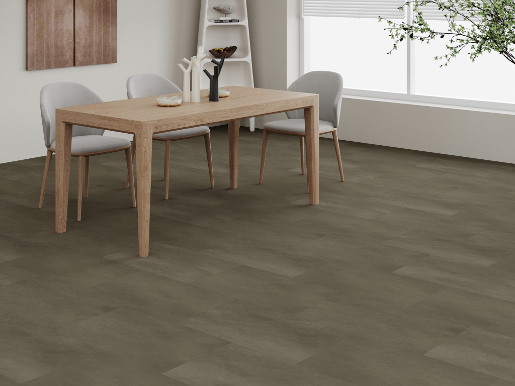 Sol vinyle Premium vinyle adhésif Béton brun Format du carreau | Sols ...