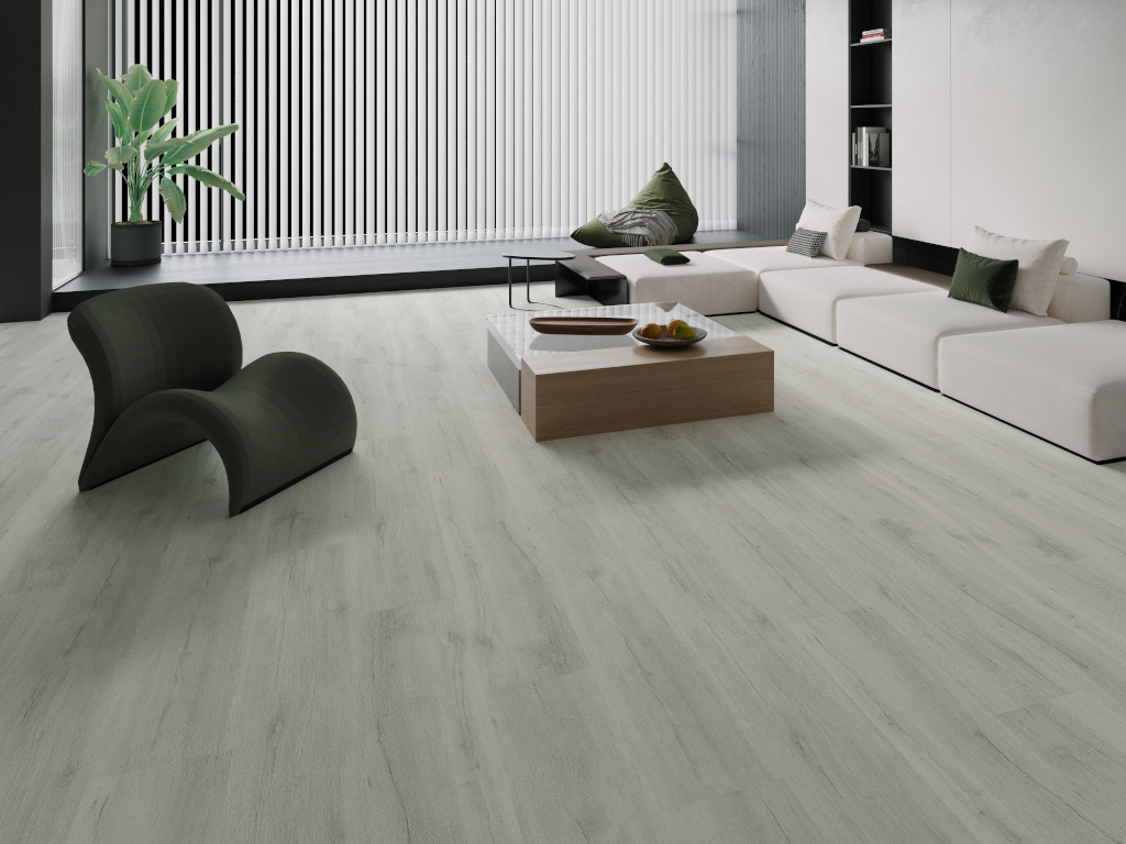 Sol en vinyle chêne rustique teinte blanc/gris lame style campagnard ...