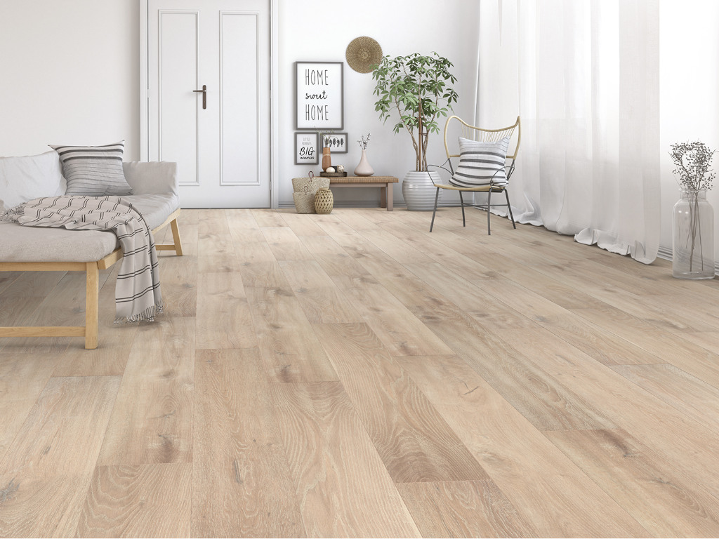 Stratifié Basicfloor chêne chaulé beige parquet rustique | Stratifié ...